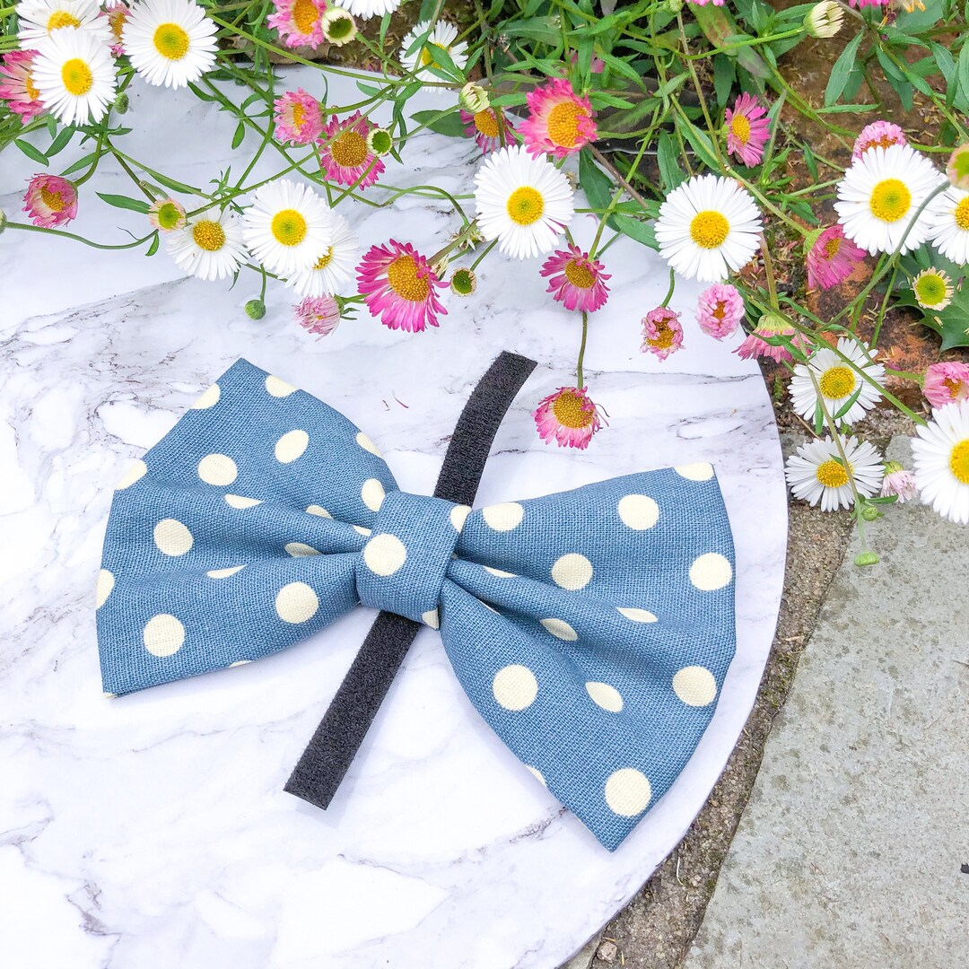 Blue Spotty Handmade Dog Bow | Mr Squidge’s Emporium - Etsy