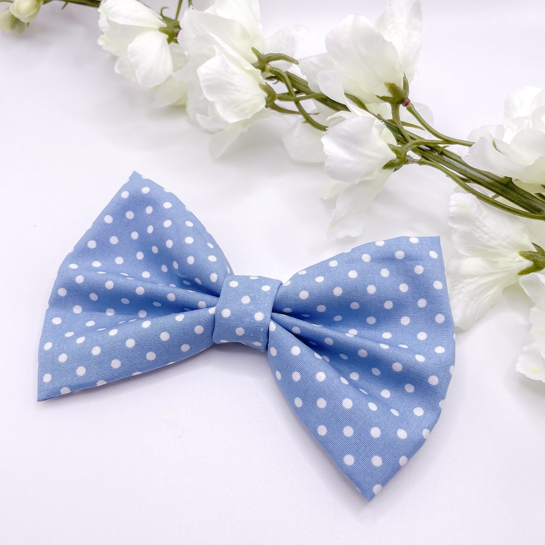 Dusky Blue Polka Dot | January Blues | Handmade Dog Bow | Mr Squidge’s ...