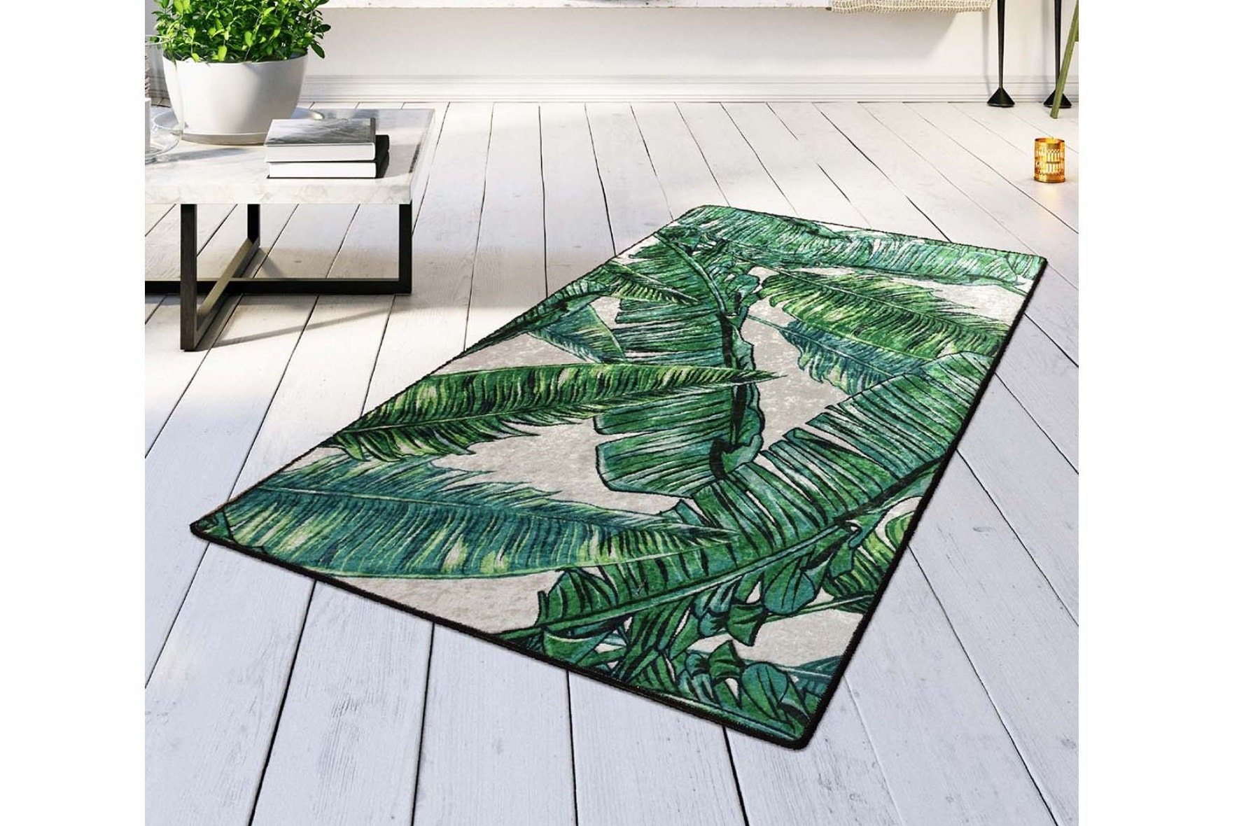 Monstera Tropical Leaf Area Rug Living Room Area Rug Green Rug - Etsy
