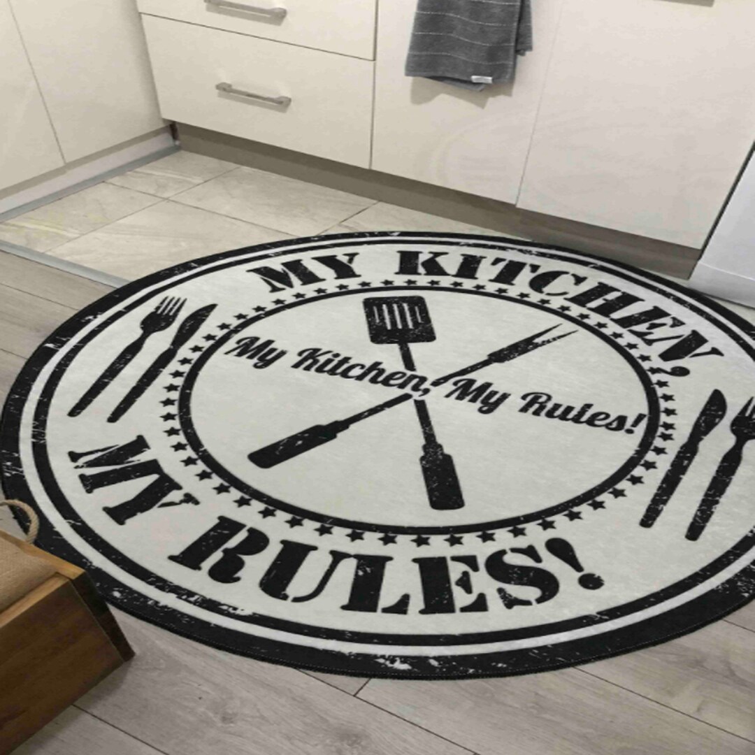 My Kitchen My Rules Rug Circle Kitchen Area Rug Washable - Etsy