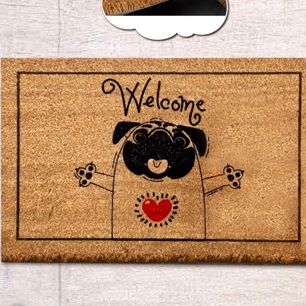 Pug Welcome Mat - Etsy