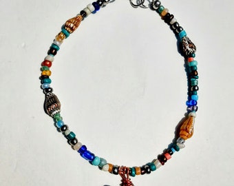 Shark Tooth Anklet Red & Gold Shark Anklet Adjustable - Etsy