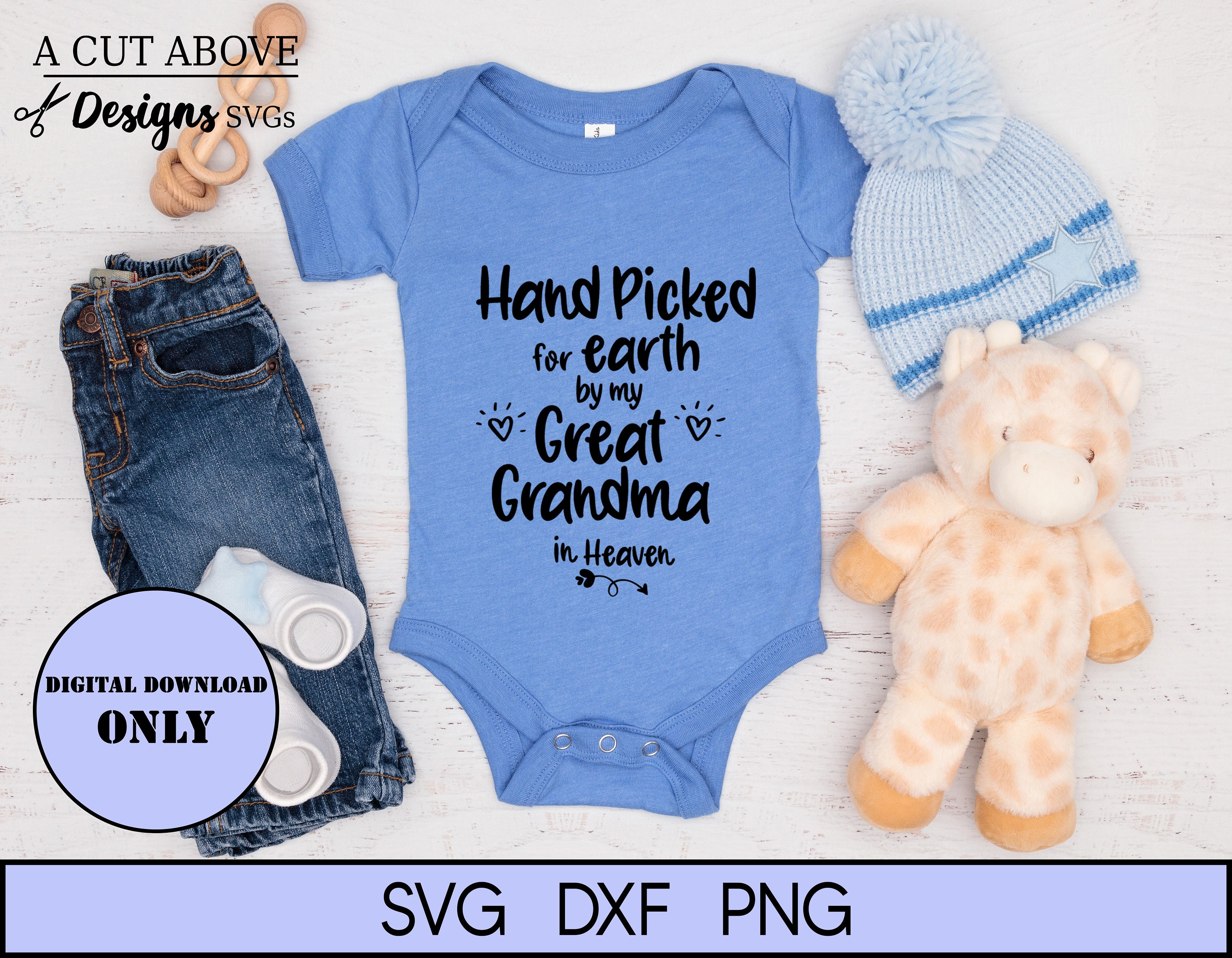 Hand Picked for Earth by Great Grandma SVG, Newborn Design (digital ...