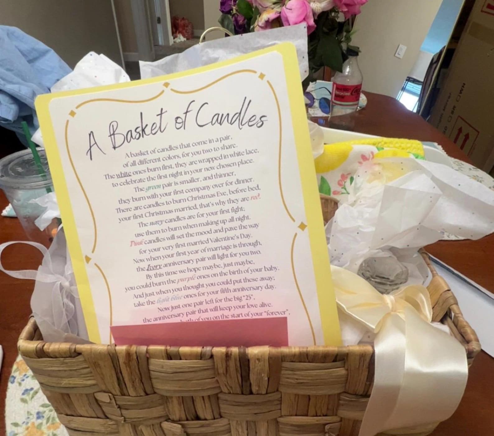 Basket of Candles Poem 8.5x11 PDF – Bridal Shower Keepsake - Etsy