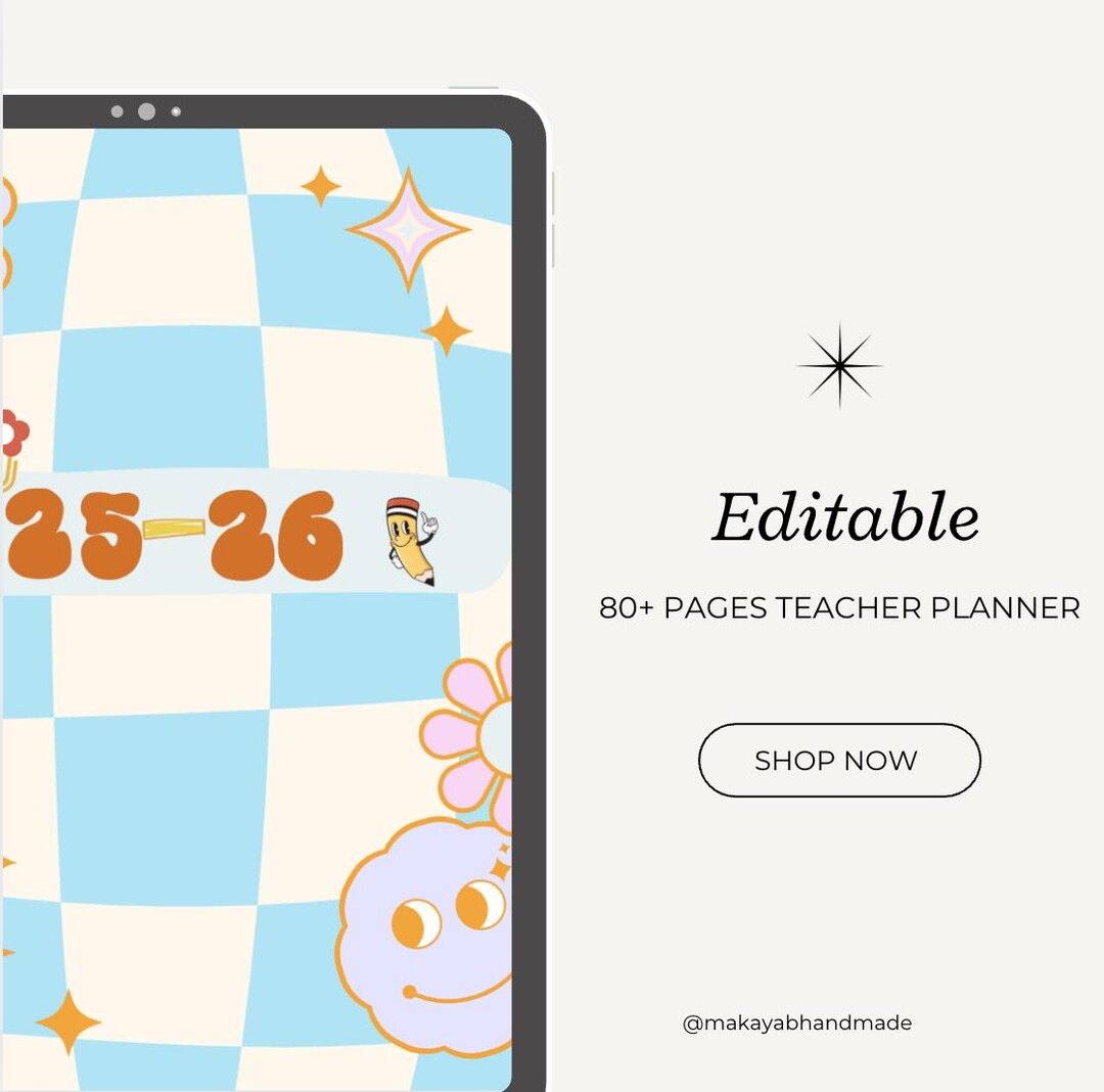 Editable Teacher Planner – Groovy Retro Theme | 80 Pages | Printable ...