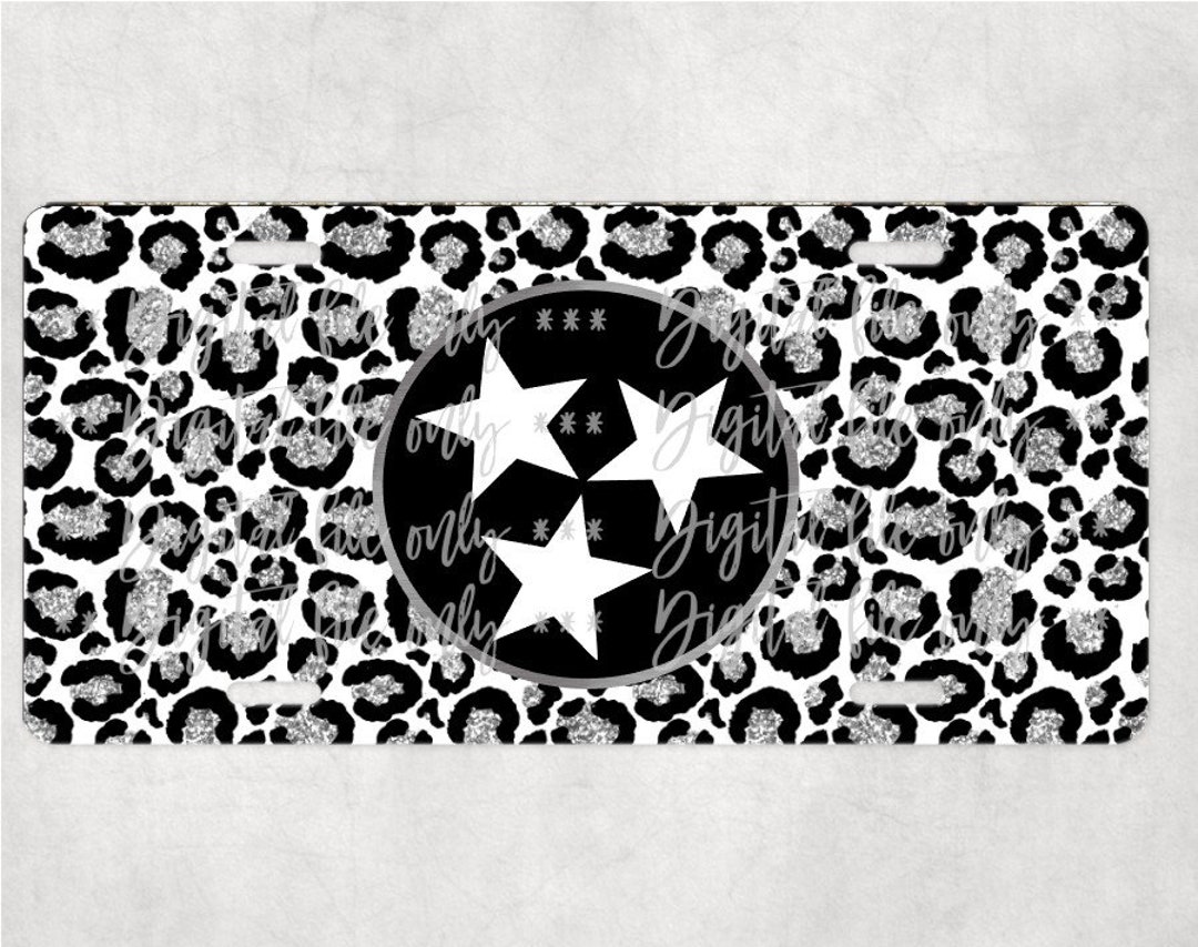 Tennessee Silver Glitter Leopard License Plate Car Tag Sublimation ...