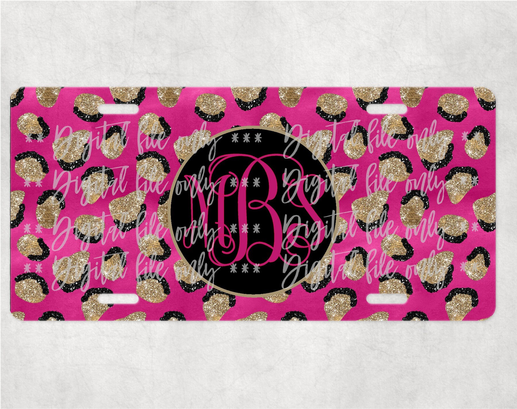 Pink Glitter Leopard License Plate Car Tag Sublimation Digital | Etsy