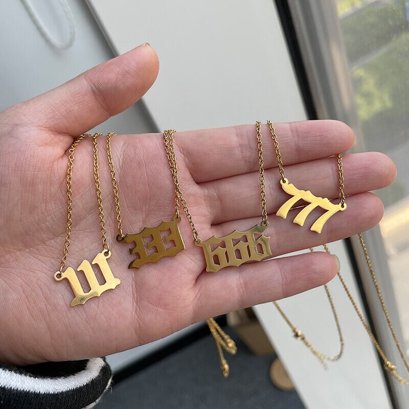 Angel Number Necklace Pendant Gold Plated Stainless Steel | Etsy