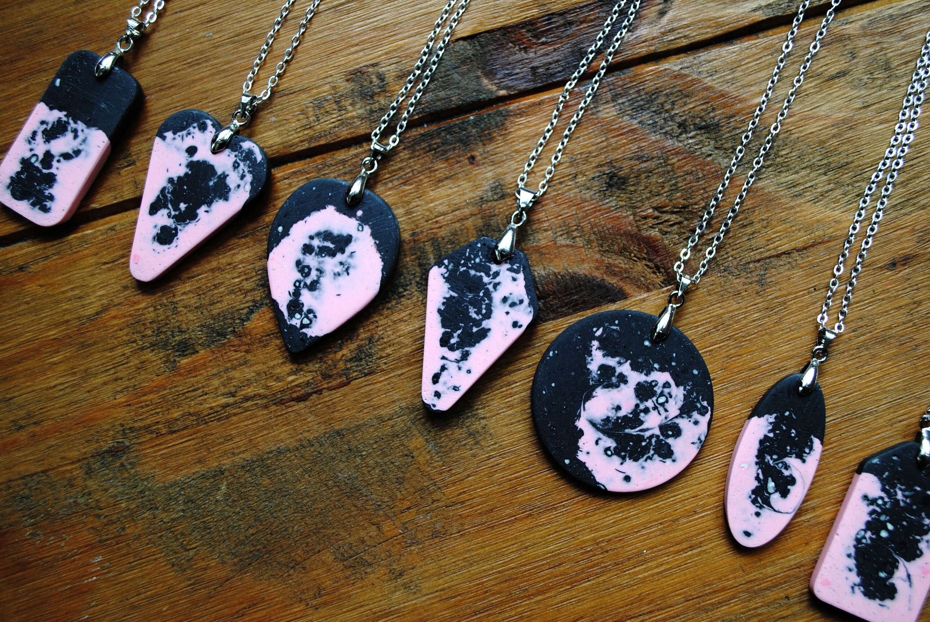 Black and Neon Pink Tie-dye Jesmonite Pendants. Perfect Gift - Etsy UK