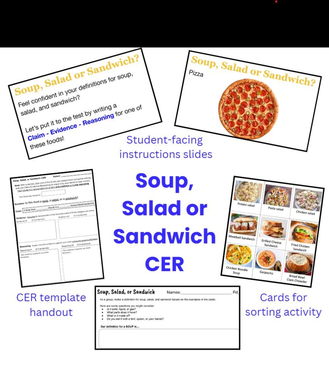 Soup, Salad, or Sandwich CER Acitivity - Etsy