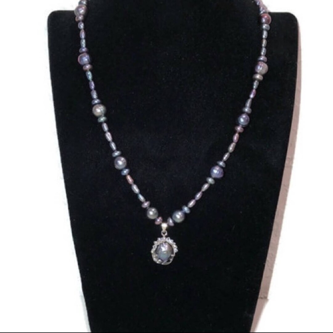 Blue Color Pearl Necklace, Gift for Her, Bridal Gift, Just Engaged ...