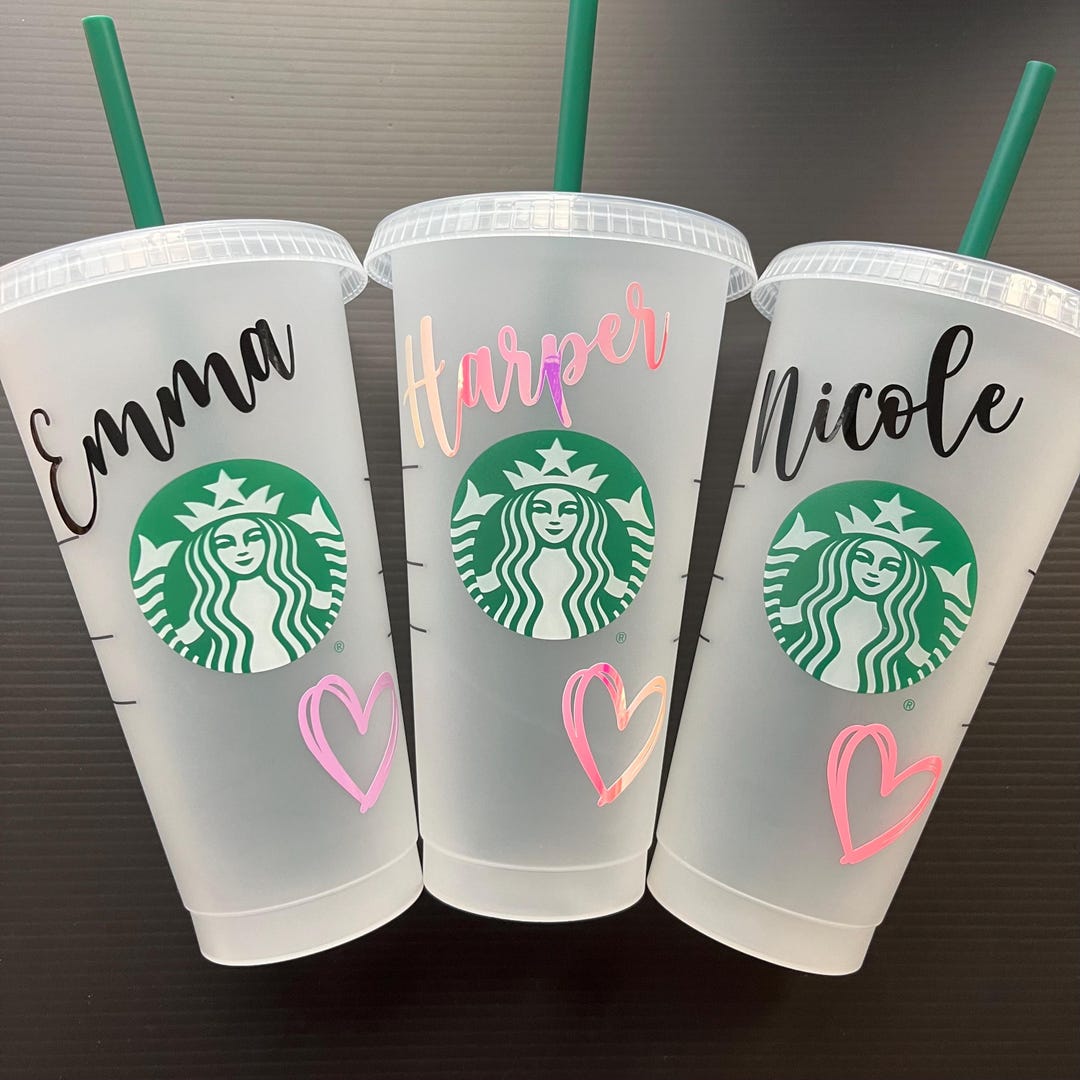 Custom Heart Starbucks Cold Cup | Scribble Heart Personalized Starbucks ...