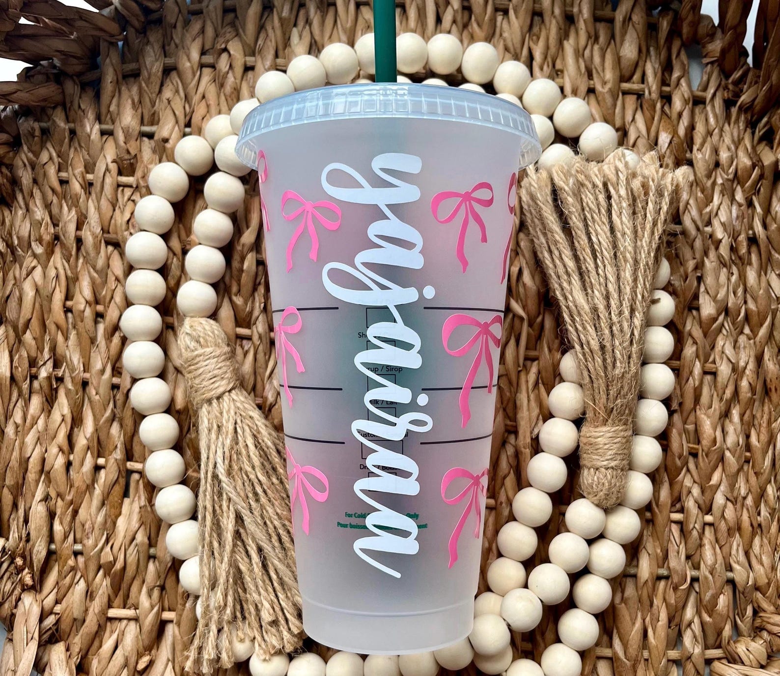 Starbucks Cup With Bows | Pink Bow Starbucks Cup | Coquette Bows ...