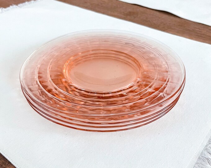 Vintage Pink Depression Glass Set of Four 8 Inch Lunch or Salad Plates ...