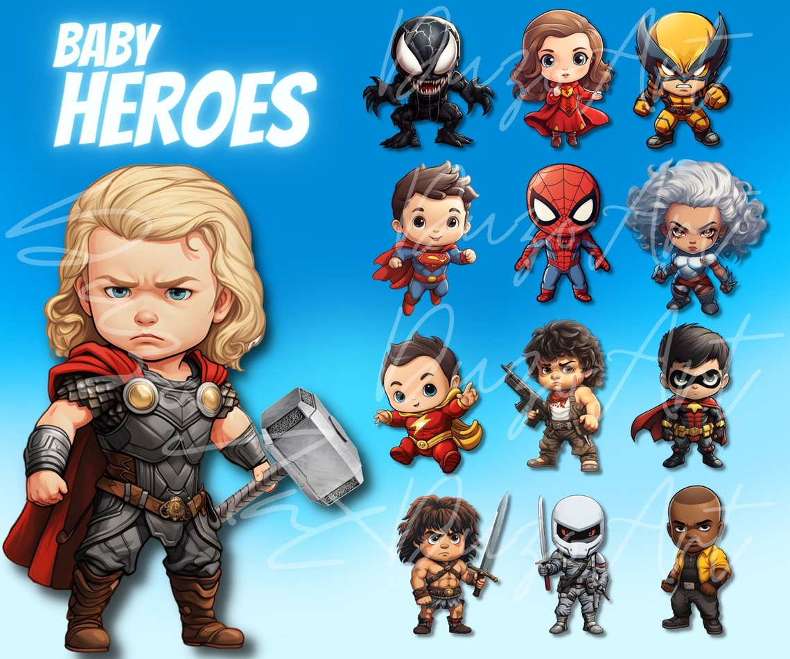 Super Hero Clipart Baby Heroes Clipart Baby Super Heroes - Etsy