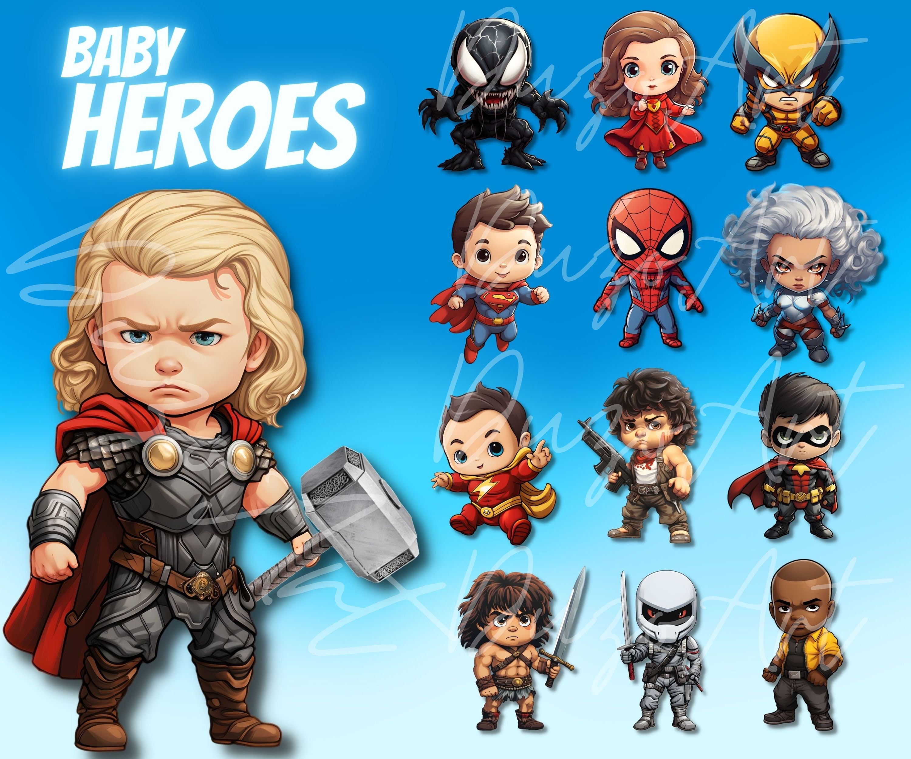 Super Hero Clipart Baby Heroes Clipart Baby Super Heroes PNG Bundle ...