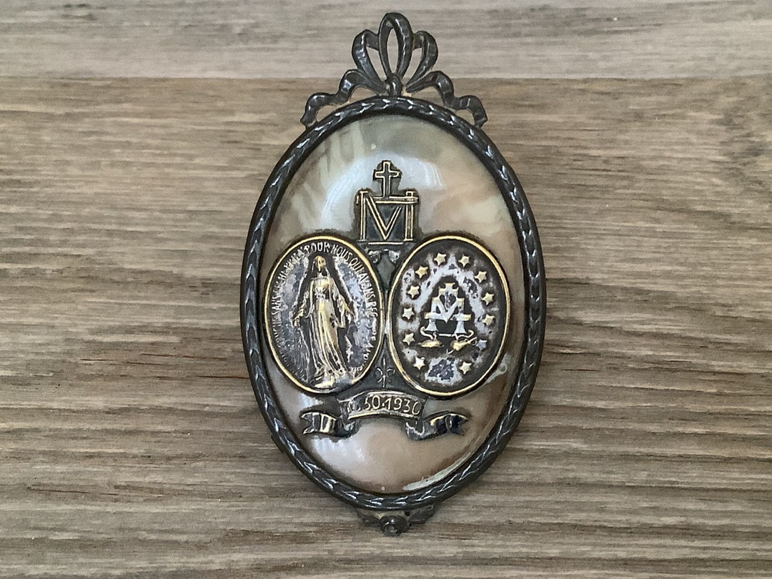 C75 Antique Small Shrine Frame of Mary + Lourdes - Etsy