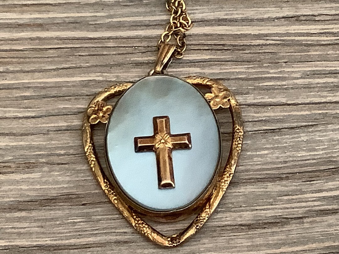 H69 Antique Religious Locket With Cross Gold Filled on Sterling - Etsy