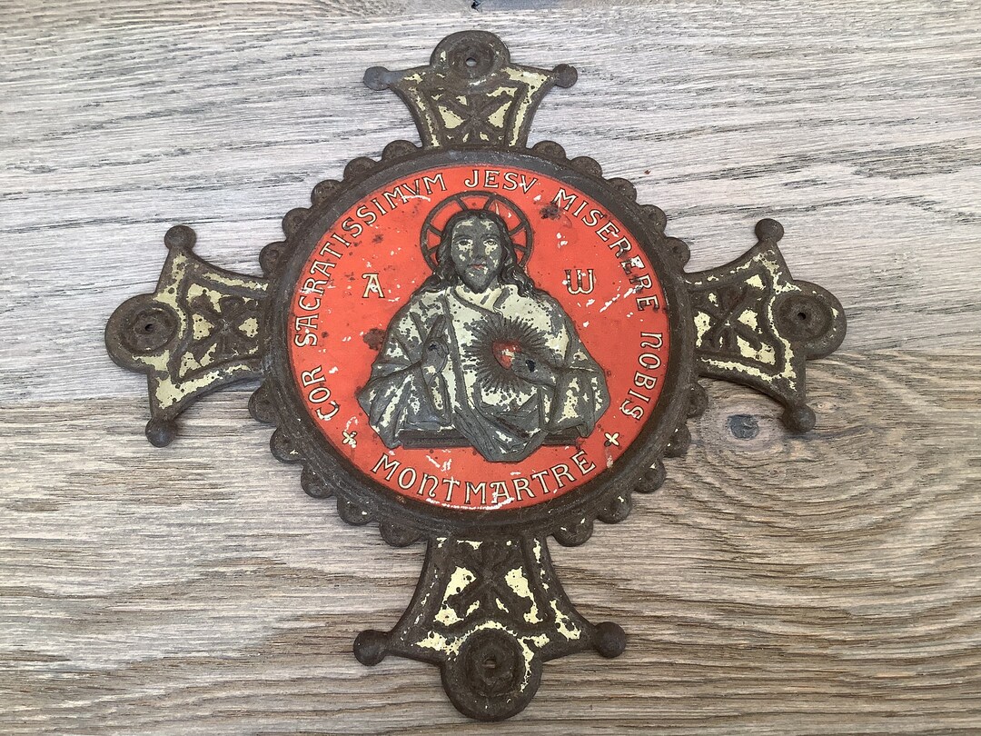 G1 Antique Plate With Jesus Sacred Heart Montmartre - Etsy