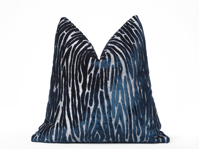 Navy Zebra Velvet Pillow Cover, Luxury Home Decor - Etsy