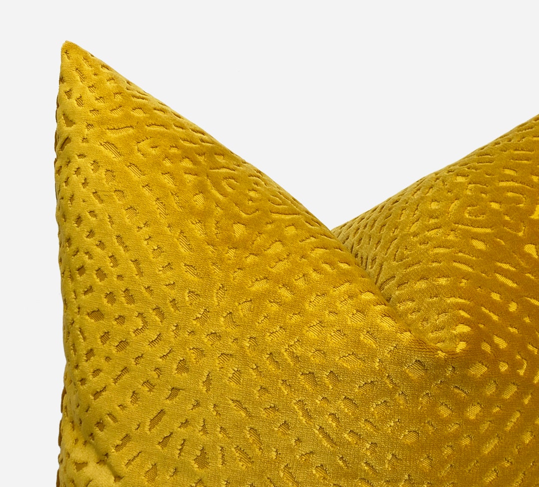 Textured Yellow Pillow Cover, Luxury Yellow Cushion Cover, Yellow Euro ...
