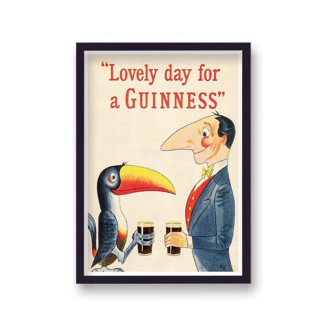 Guinness Wall Art: Vintage Irish Beer Poster - Wood Frame - Etsy