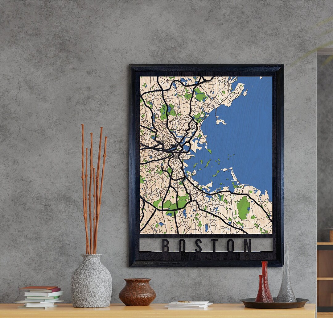 Boston 3D Wooden City Map Wood Art, Personalized Map Boston ...
