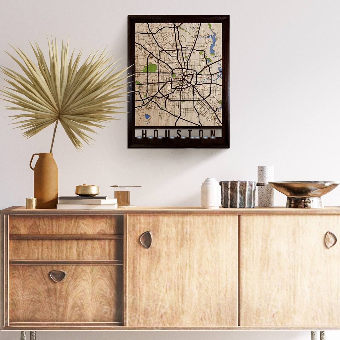 Houston 3D Wooden City Map Wood Art, Personalized Map of Houston Texas ...