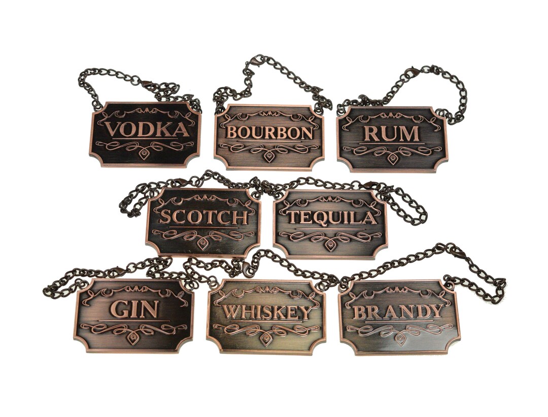 Copper Colored Liquor Decanter Tags - Set of 8 Labels for Alcohol ...