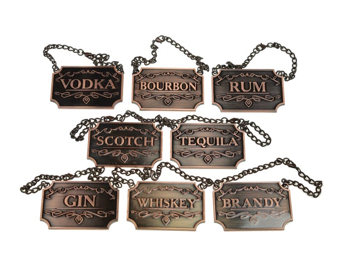 Copper Colored Liquor Decanter Tags Set of 8 Labels for Alcohol ...