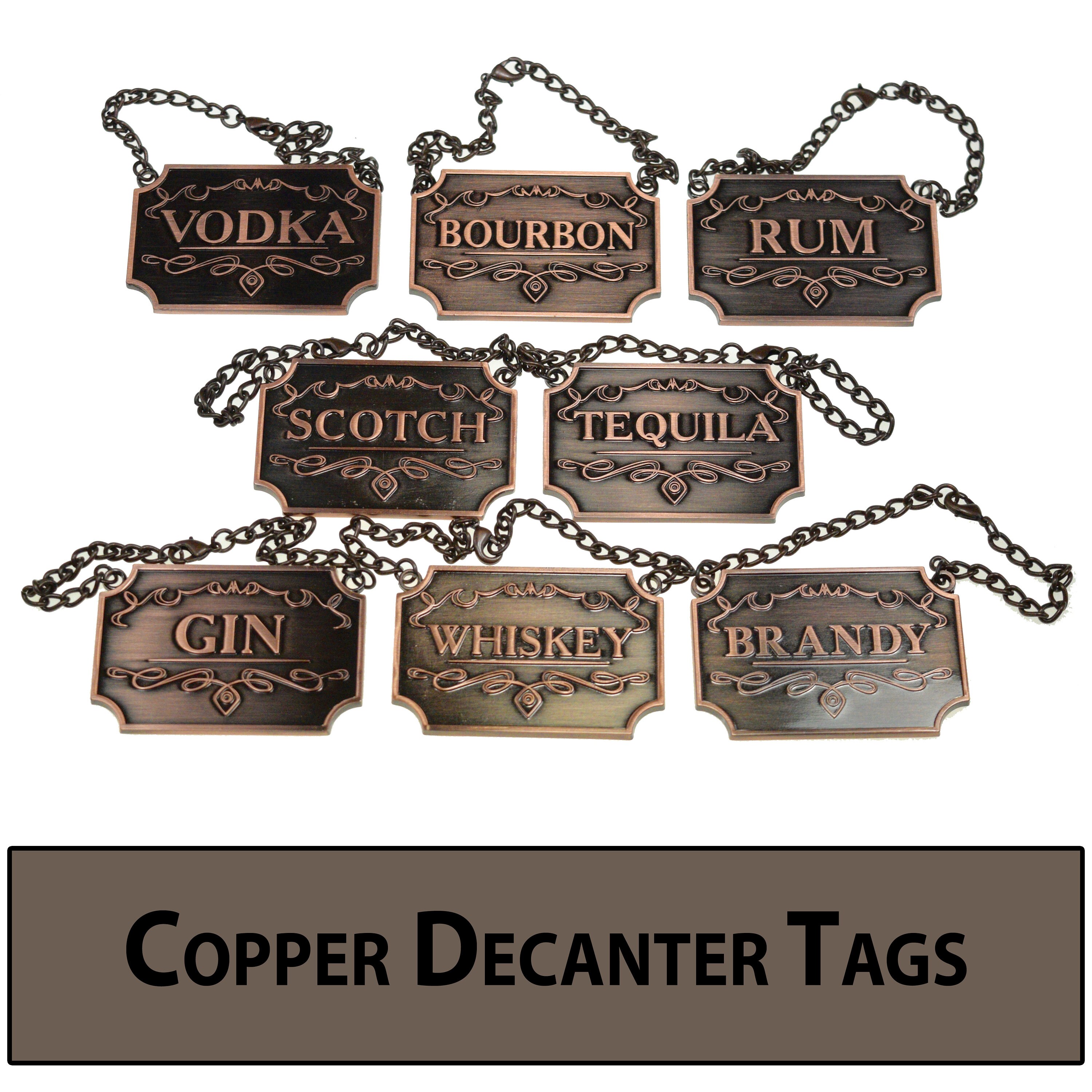 Copper Colored Liquor Decanter Tags - Set of 8 Labels for Alcohol ...