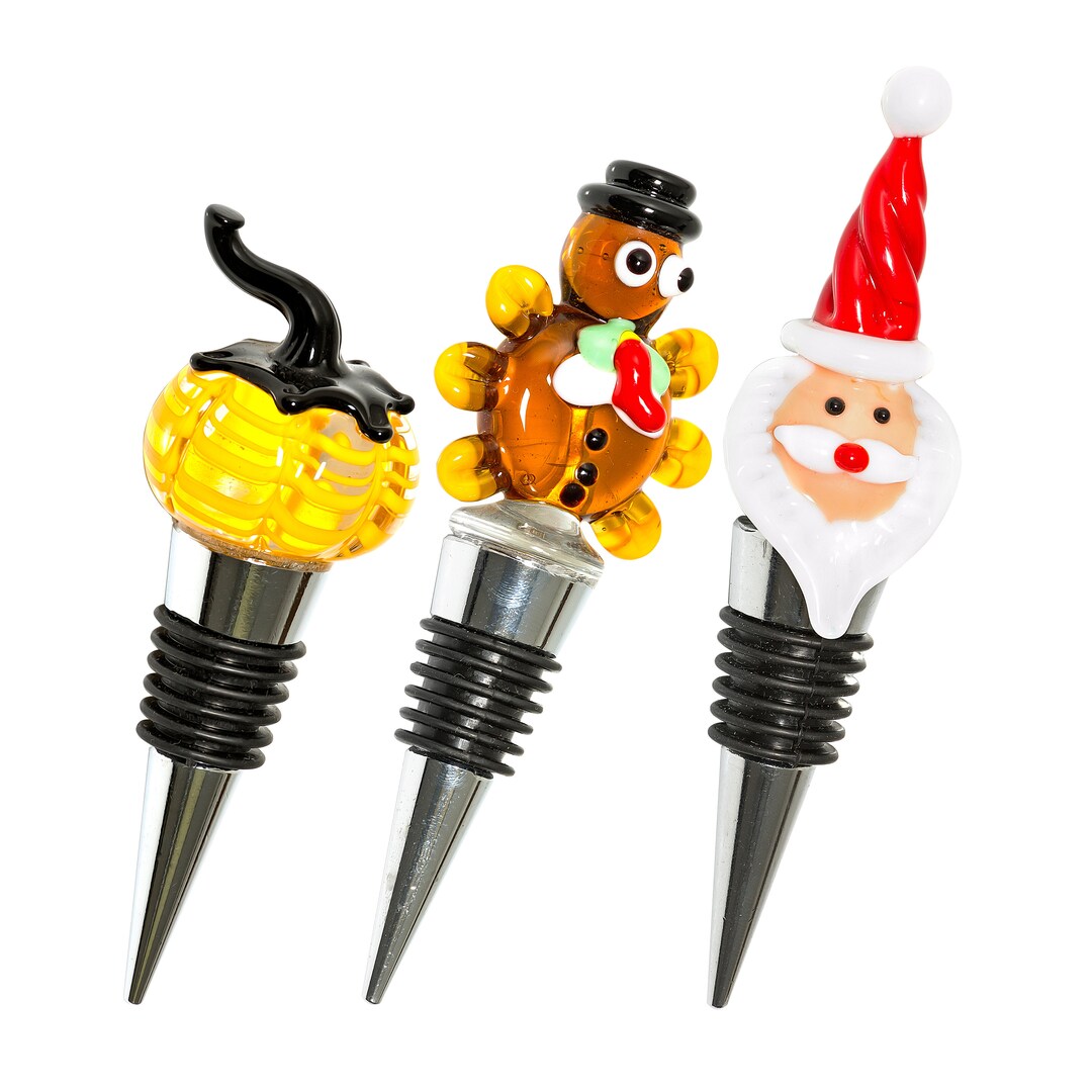 3 Stopper Holiday Pack of Wine Bottle Stoppers - Christmas, Halloween ...