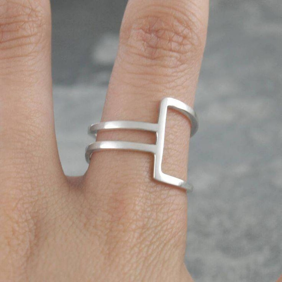 Double Silver Ring Thumb Ringsilver Two Rings in - Etsy