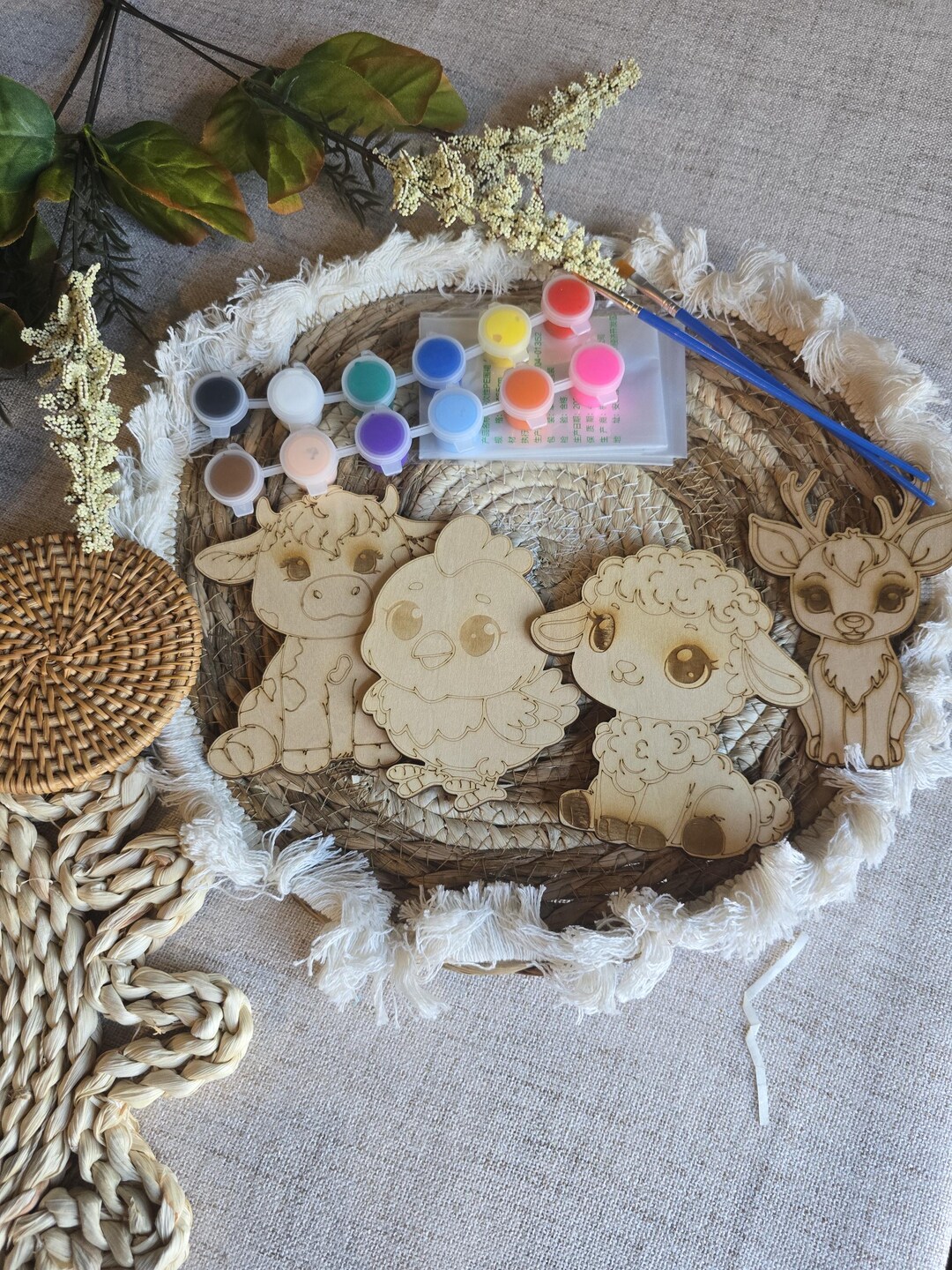DIY Animals Coloring Kit , Wooden Paint Kit, Kids Painting Kit, Gift ...
