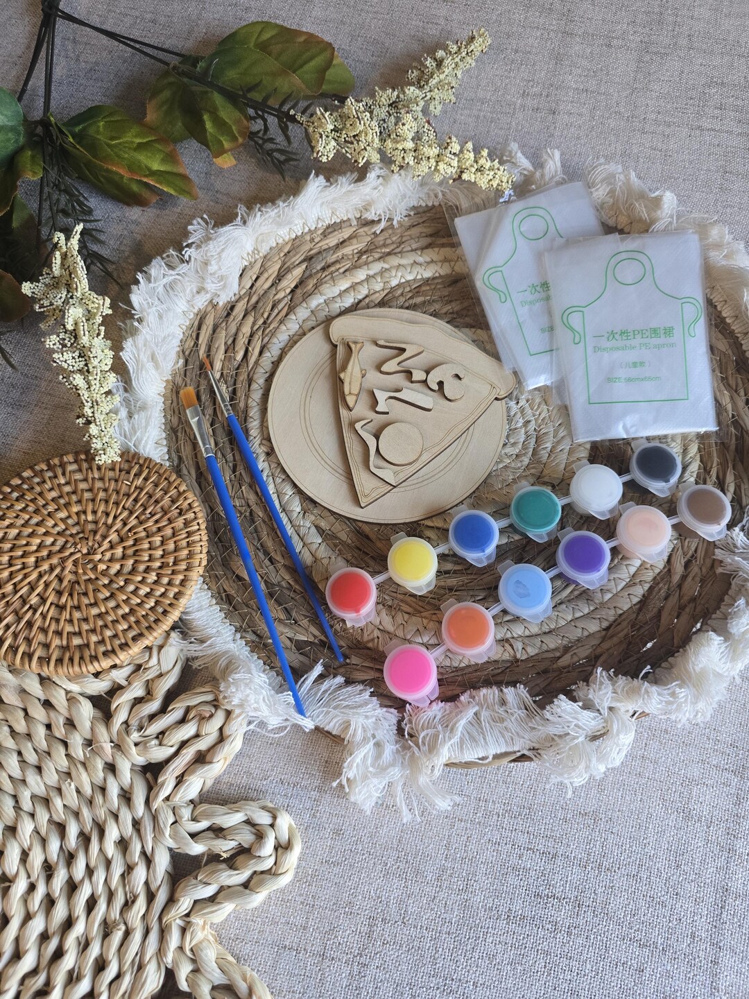 DIY Pizza Coloring Kit , Wooden Paint Kit, Kids Painting Kit, Gift for ...