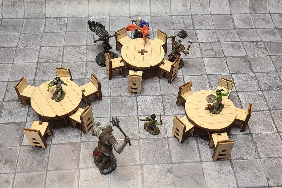 Tables & Chairs 18pcs Scatter Terrain Scenery for TTRPG DND Lasercut - Etsy
