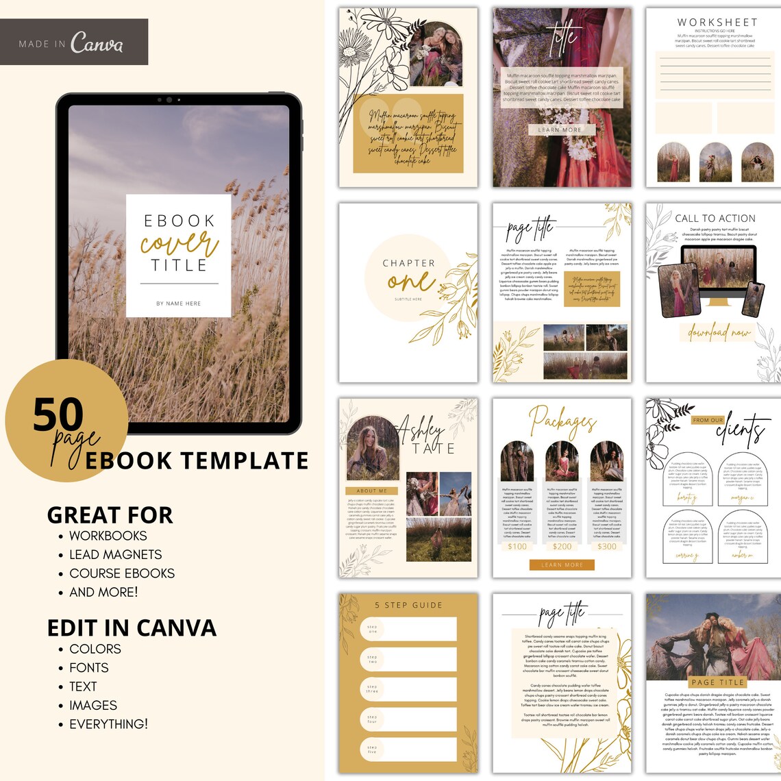 50-page Ebook Canva Template, Lead Magnet, Workbook (instant Download ...