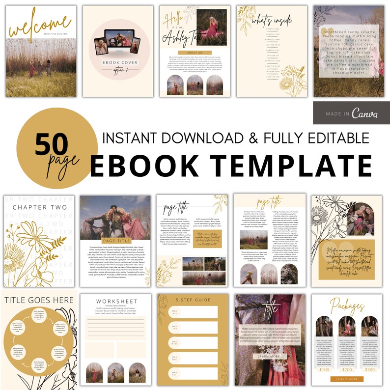 50-page Ebook Canva Template, Lead Magnet, Workbook (instant Download ...