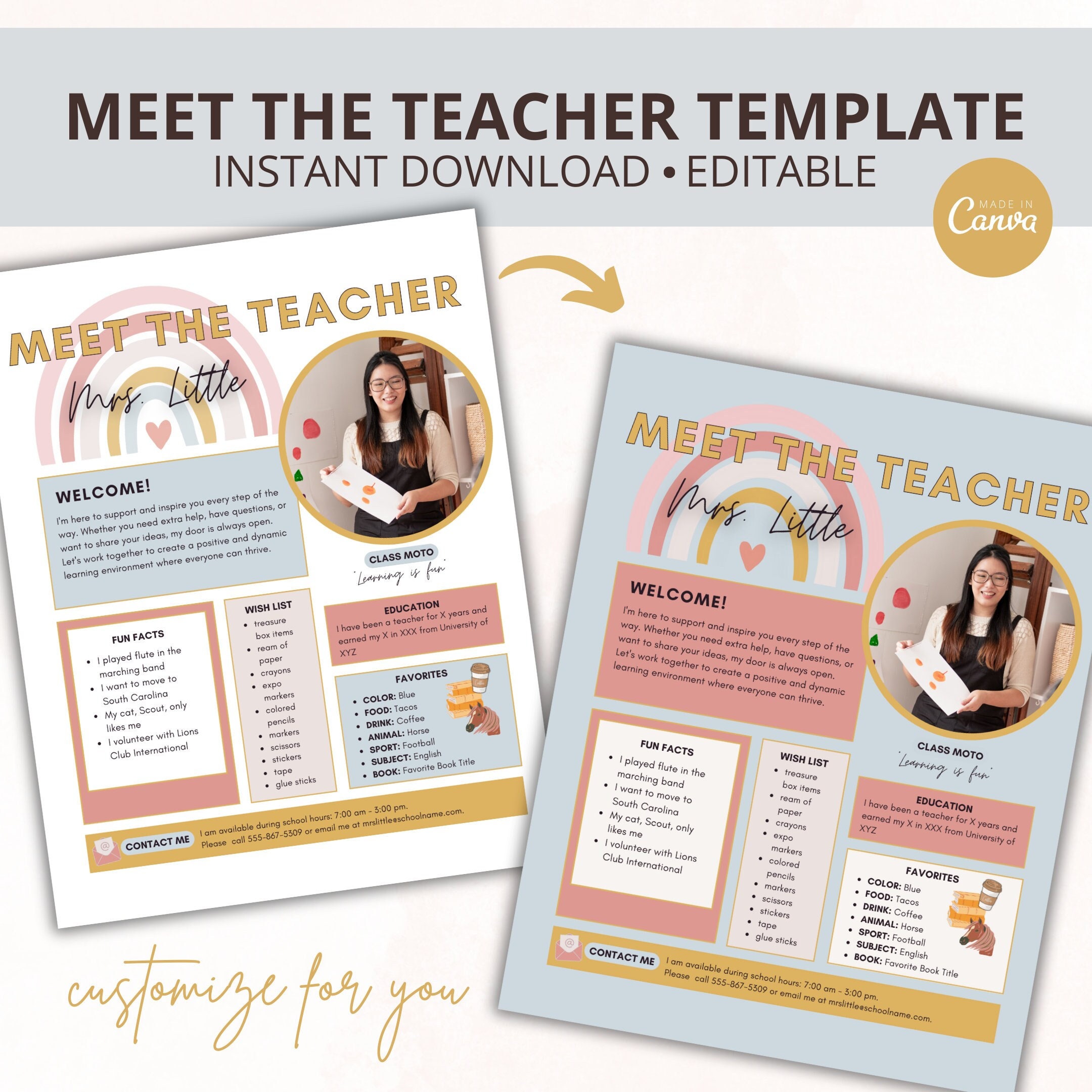 Meet the Teacher, Teacher Introduction, Back to School Flyer, Teacher ...
