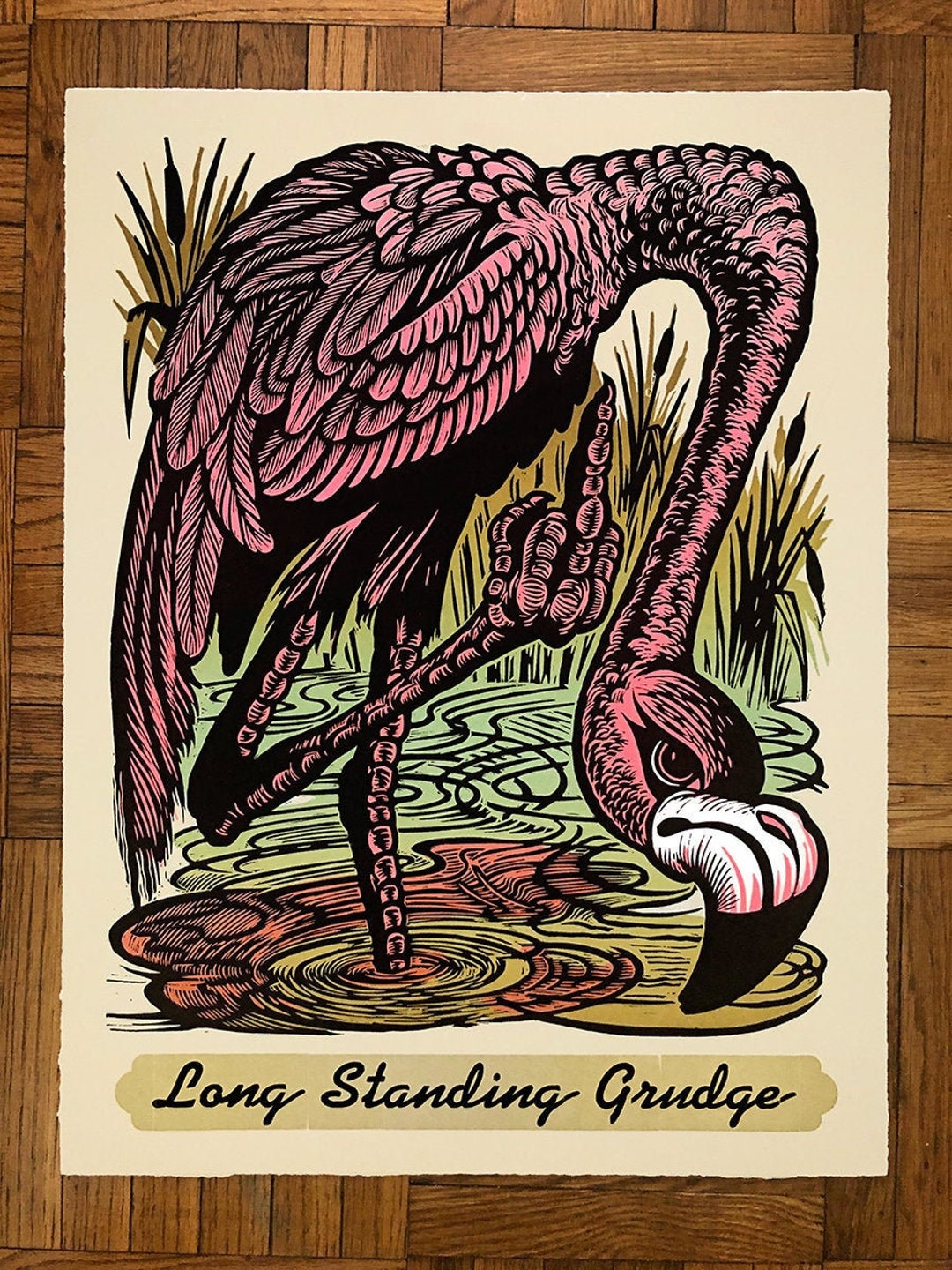 Long Standing Grudge Color Woodcut and Letterpress Print - Etsy