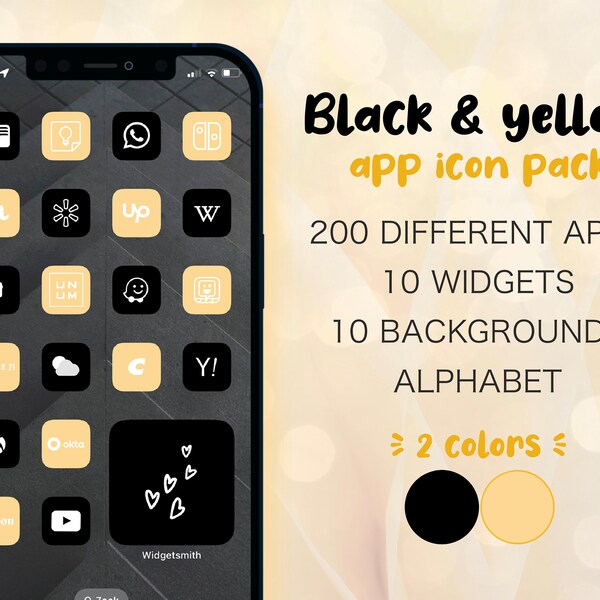Black and Yellow App Icons - Etsy