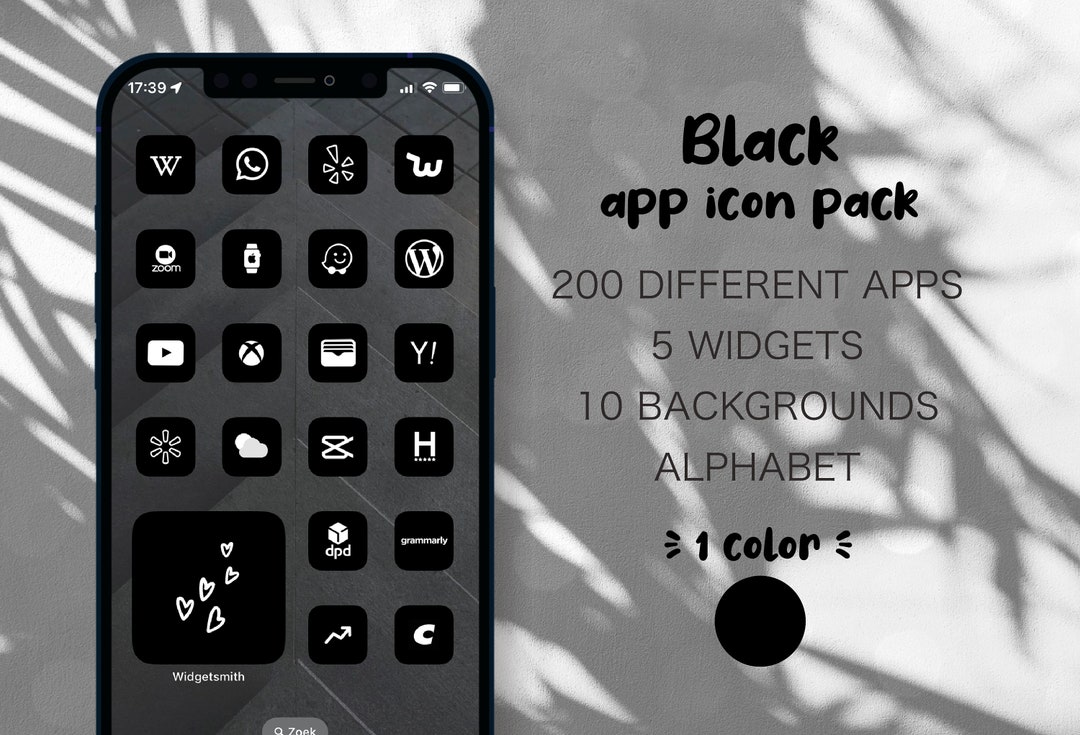 200 Black App Icons for Ios 16 App Icons for an Aesthetic iPhone or ...
