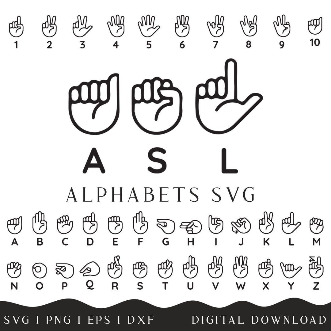 ASL Alphabet & Numbers Bundle: Deaf Education Font (digital Download ...