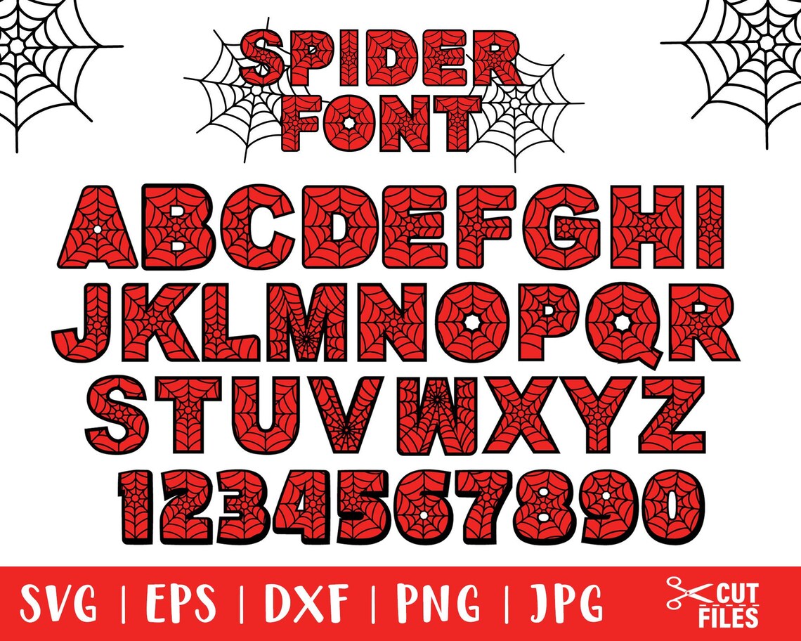 Spider Font SVG, Spider Alphabet SVG, Spider Font, Spider Web Font ...