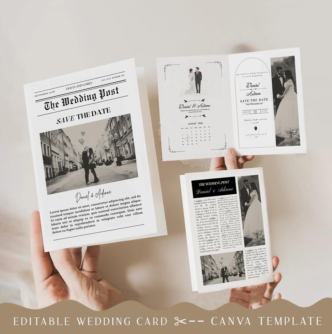 Large Newspaper Wedding Program Template, Canvas Wedding Newspaper ...