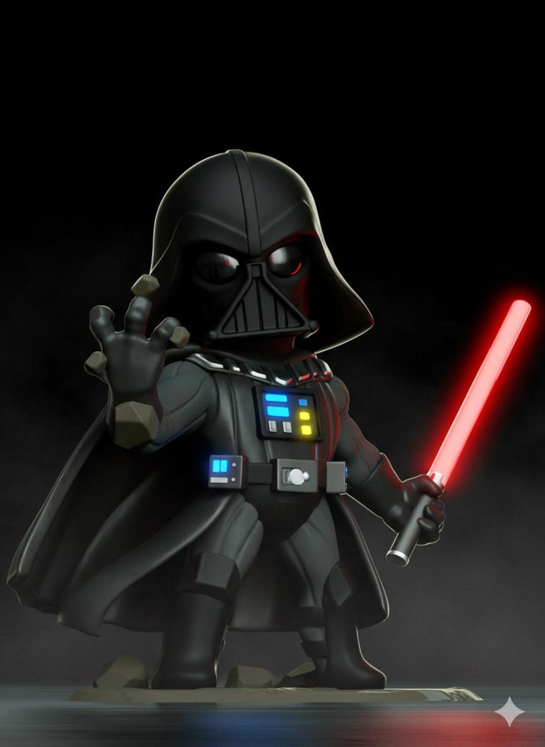 Darth Vader 3D Figurine | Chibi Dark Lord With Red Lightsaber | Star ...