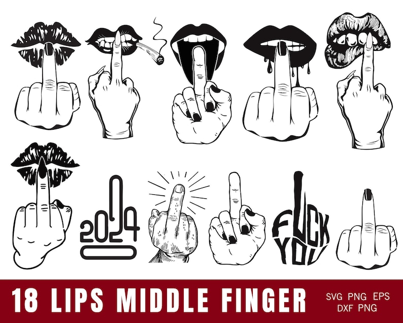Middle Finger Lips SVG | Cricut Cut File | Middle Finger PNG | SVG Cut ...