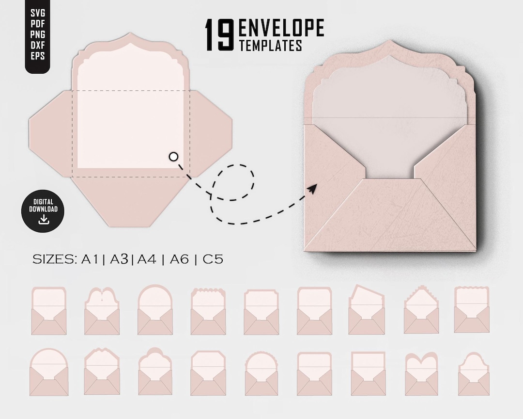 Envelope SVG Templates - Wedding Envelope, SVG for Circuit, Digital ...
