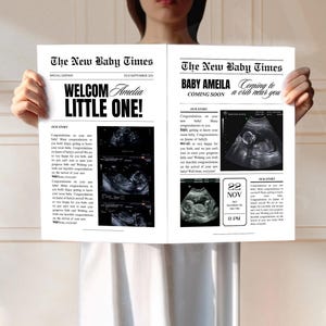 Custom Baby Announcement Newspaper Template, Pregnancy Reveal, Large ...