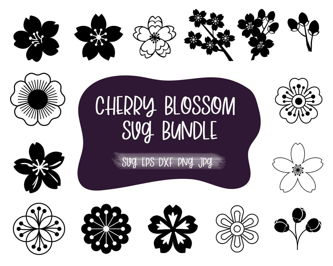 Cherry Blossom SVG Bundle: Sakura Flower Clipart (digital Download) - Etsy
